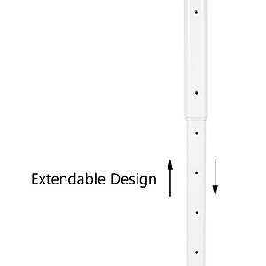 Wall Mounted Adjustable Durable Steel Clothes Rack Set of 2 Drying and Hanging Closet Bar Rail Organizer (White)