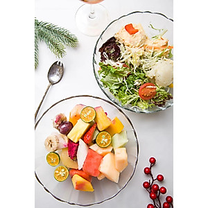 NiLor Salad Glasses Bowls Set of 2 Clear Glass Bowls, Fruit Bowls, Soup Bowls, Vegetable Bowls, Serving Bowls, Pasta Bowls Candy Bowl Fruit Bowl for Kitchen and Home Dining - 21 Ounce
