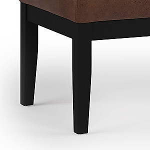 SIMPLIHOME Lacey 41 inch Wide Contemporary Rectangle Tufted Ottoman Bench in Distressed Chestnut Brown Vegan Faux Leather, Assembled, For the Living Room and Bedroom