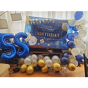 Number 5 Balloon 40 Inch for 5th Birthday Decorations, 15 25 35 50 Mylar Big Navy Blue Foil Number Balloons for Wedding Anniversary Party Decor