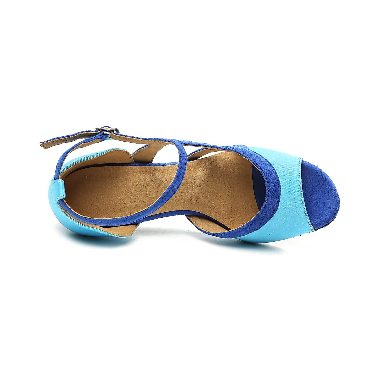 Minishion GL250 Women's Strappy 2.5" Heel Blue Suede Tango Latin Ballroom Dancing Sandals US 7.5