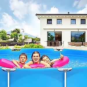 Goplus Above Ground Swimming Pool, 12ft x 12ft x 30inch Outdoor Steel Frame Pool W/Pool Cover, Reinforced Steel Frame, Round Swimming Pool for Backyard, Garden, Patio, Balcony (Blue)