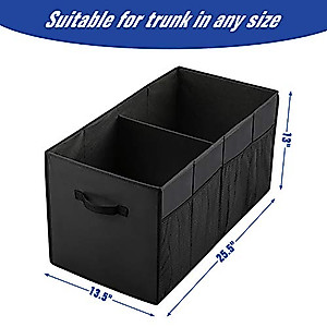 MaidMAX Trunk Organizer for Car SUV Storage with Two Handles and Side Pockets, Foldable, Black, 25.5 Inches Long