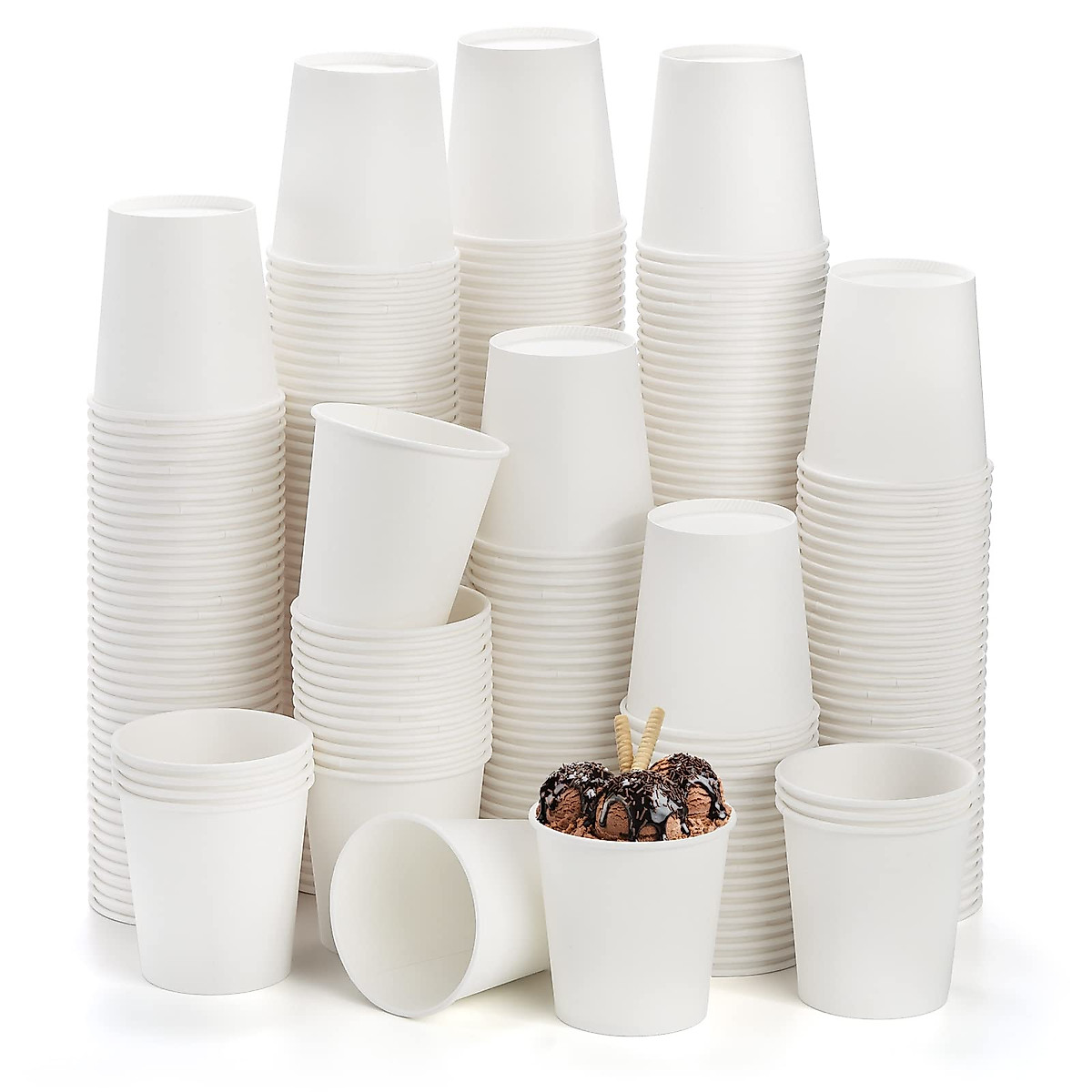Tebery 300 Pack White Paper Coffee Cups 6oz Disposable Paper Cup for Water, Juice, Coffee or Tea