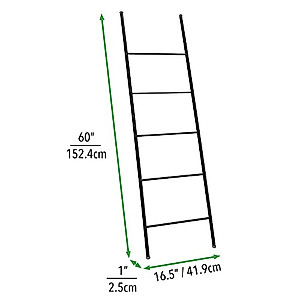 mDesign Metal Leaning Towel Ladder for Bathroom - Decorative, Modern Bath Towel Ladder Rack - Standing Display Holder for Bathroom Towels - Bathroom Wall Ladder Rack - Omni Collection - Matte Black