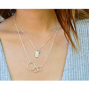 EFYTAL Mother Daughter Necklace, Sterling Silver or Gold Plated Infinity Circles, Mom Necklace for Women, Mom Gifts from Daughters, Daughter Gift from Mom, Birthday Gifts for Mom (925 Sterling Silver)