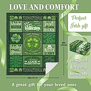 Gevuto St Patricks Day Blanket, St Patricks Day Decorations Throws 50" X 60", Irish Gifts for Saint Patricks Day, St Patricks Day Gifts, Ireland Clover And Shamrock Design, Lucky Clover Truck Blankets