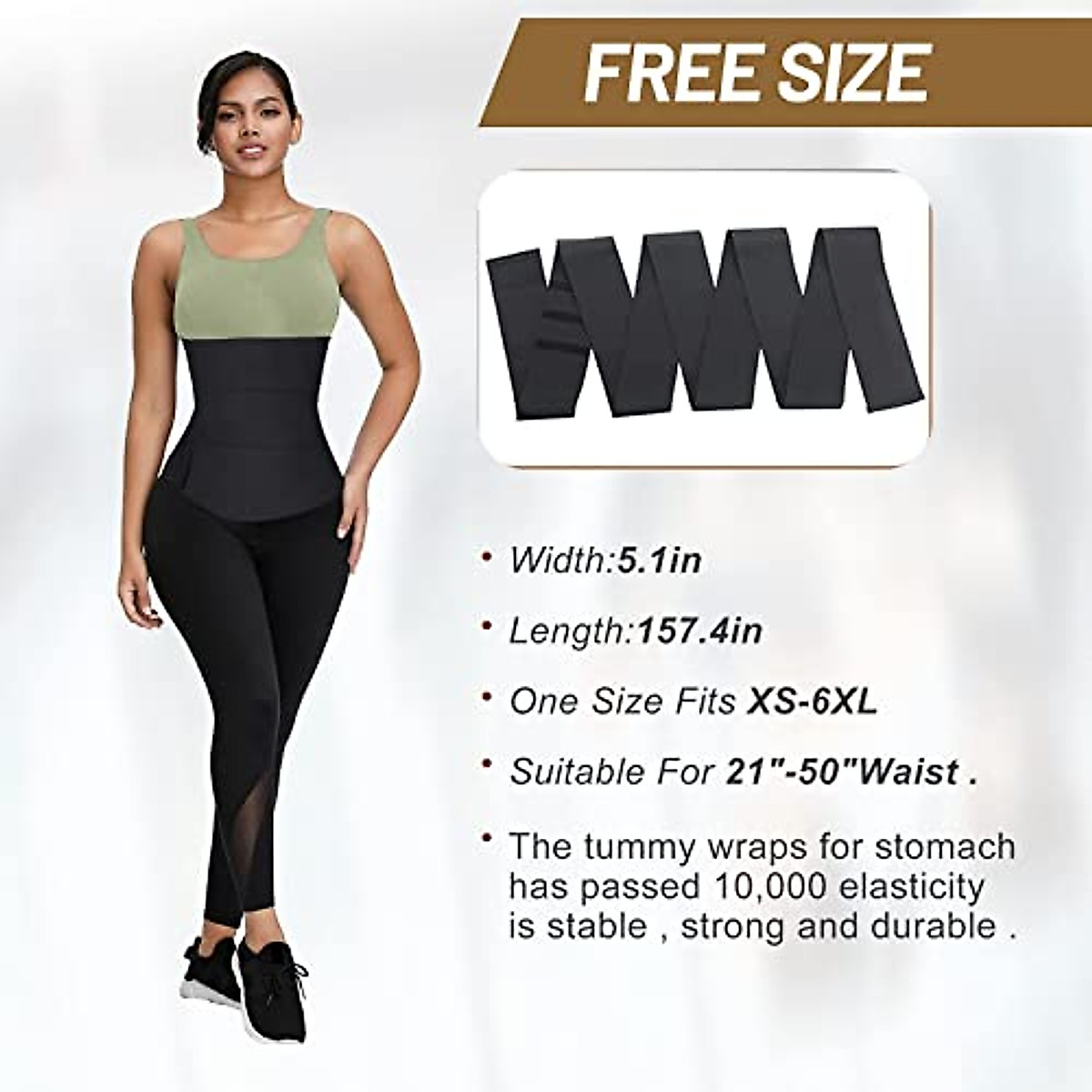 Waist Trainer for Women , Plus Size, Waist Wrap, Belly Band , Waist Wraps For Stomach & Non-Slip Pro Size Black