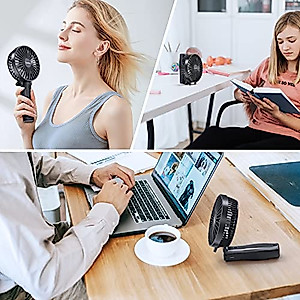 FARADAY Personal Hand Held Fan 4800mAh Travel Cooling Fan Powerful Small Portable Fans Rechargeable Battery Operated Desktop Table Fan for Traveling Hiking, 3 Speed, 6-21 Hours,Black