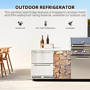 Garvee 24 inch Undercounter Refrigerator, 5.12 Cu.Ft Outdoor Fridge for Patio, Wine and Beverage Refrigerator, Drawer Refrigerator Under Counter Fridge Ideal for Home and Commercial