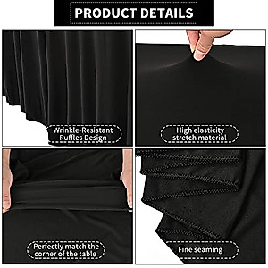 3 Pack Stretch Tablecloth Spandex Table Skirts for Rectangle Tables Washable Wrinkle Resistant Table Covers 6ft and Fitted Table Skirts for Tradeshows,Banquets or Restaurants,Parties,Events (Black)