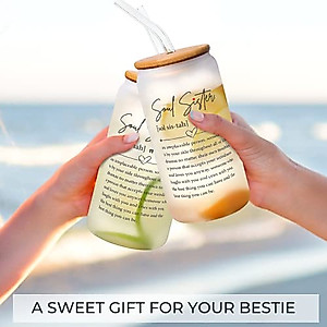 Sisters Gifts from Sister - Gifts for Sister, Big Sister Gift - Friendship Gifts for Women Friends, Gifts for Friends - Sister Birthday Gifts from Sister, Birthday Gifts for Sister - 16 Oz Can Glass