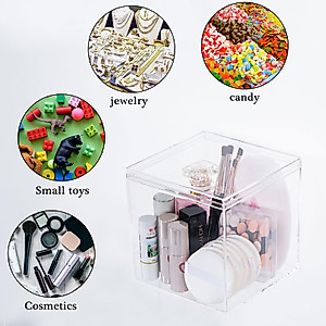 Clear Acrylic Boxes for Storage, Yeeco Acrylic Storage Cube Containers with Lids, Square Boxes in 4.7”×4.7”×4.7” Inches for Candy, Cotton Ball, Beads, Tiny Arts, Watches, Earring, Cosmetics, 4 Pack