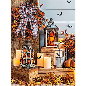 RECUTMS Fall Wreath Bow Halloween Thanksgiving Wreath Bows Holiday Bows for Wreaths Orange Burlap Bow Home Garden Decoration