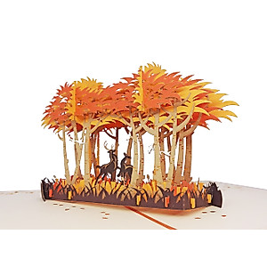 AIT PAPER ART Deer Pop Up Thank You Card, 3D A Couple of Deer in Forest Birthday Cards, Funny Birthday Card for Valentine's Day, for Wedding, Thanksgiving, 1 Card 5 x 7 inch, 1 Envelope