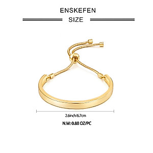 ENSKEFEN 14K Gold Bracelets for Women Gold Bangles Adjustable Slider Bracelet Bangle Bracelets for Women Gold Dainty Cuff Bracelet Minimalist Costume Jewelry