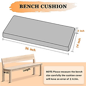 ROFIEJOX Bench Cushion 36 inch - Leathaire Fabric, Waterproof Comfort Soft, High-Density Foam, Non-Slip Long Seat Cushion for Indoor/Outdoor Furniture Window Patio Garden, (36x14x3) Sliver Grey
