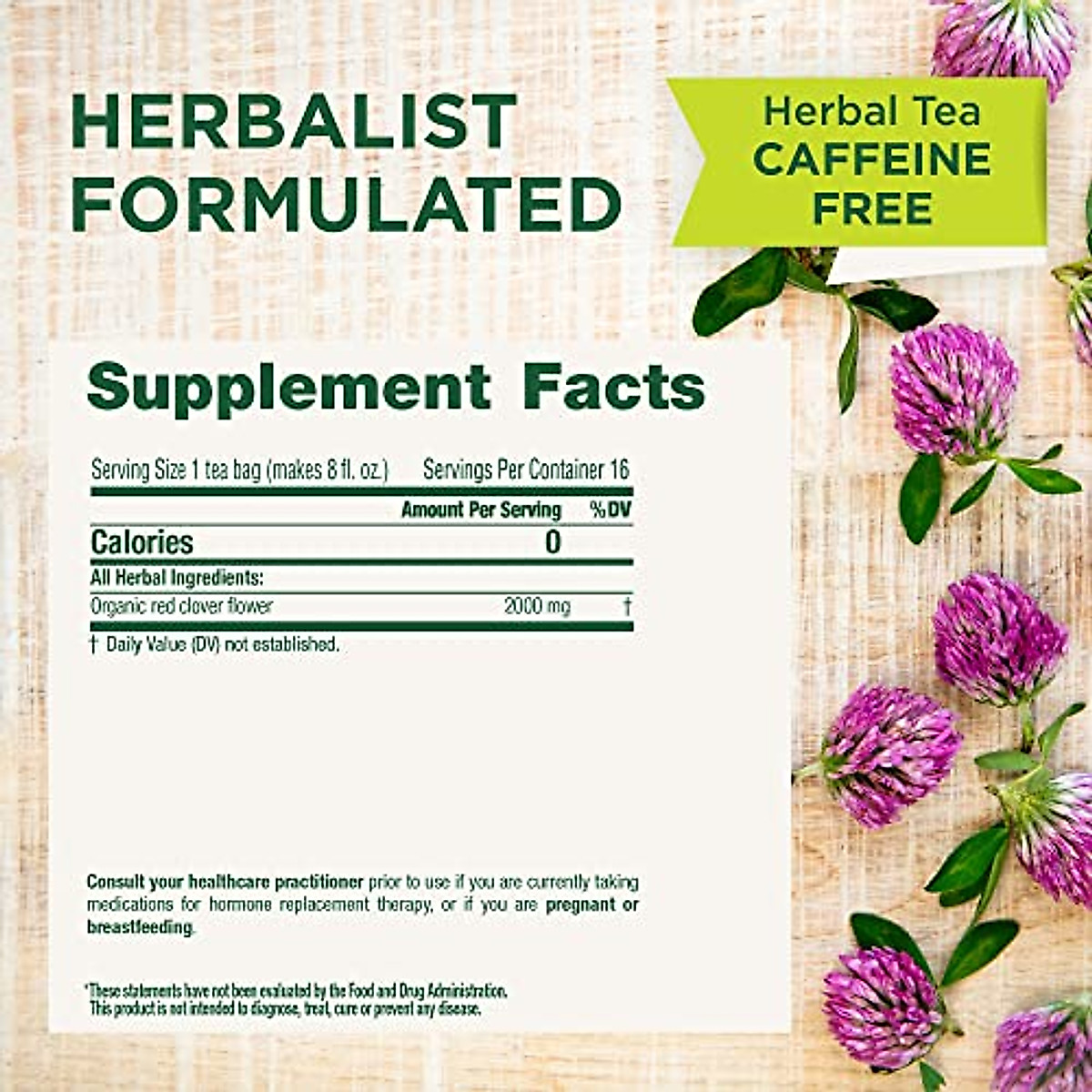 Traditional Medicinals Tea, Organic Red Clover, Supports Skin Health, 96 Tea Bags (6 Pack)