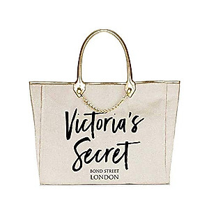 Victoria's Secret Angel City London Cream Tote Gold Tone
