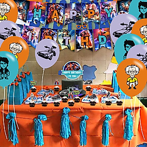Back to the future Party Decorations,Back to the future Birthday Party Supplies Includes Banner - Cake Topper - 12 Cupcake Toppers - 21 Balloons - 50 Stickers