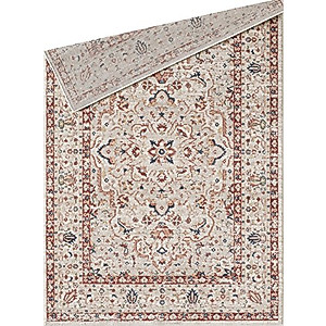 Abani Rugs Vintage 6' x 9' Diamond Medallion Area Rug - Babylon Collection Beige & Red Traditional Style Turkish Accent Rug
