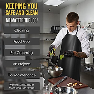 Houseables Heavy Duty Apron, Waterproof Rubber Aprons, 39x26, Vinyl, Plastic, Black, Long, Water Proof & Resistant, Thick Butcher Industrial Bib, For Dishwashing, Dishwasher, Kitchen, Dog Grooming