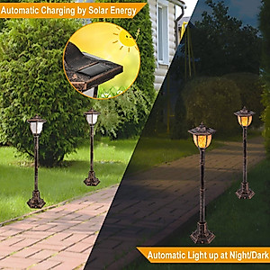 LIGHTSHINE 2 Pack Solar Garden Lights Solar Torch Light with Flickering Flame, Outdoor Solar Lantern Lights, Solar Lanterns Outdoor Waterproof for Front Porch Garden, Yard (Blue)