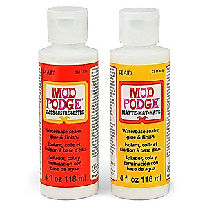 Mod Podge Decoupage Starter Kit, Gloss and Matte Medium with 3 Pixiss Foam Brushes, Waterproof for Puzzles, Wood and More