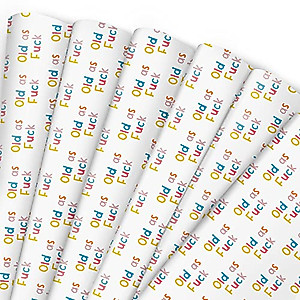 CENTRAL 23 Rude Birthday Wrapping Paper - 6 Sheet of Gift Wrap With Tags - Funny Birthday Wrapping Paper - Gift Wrapping Paper For Mom Dad Grandpa Nana - Recyclable