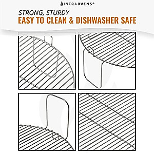 4 inch Stainless Steel Grill Rack Compatible with NuWave® Oven Pro, Primo, NutriChef, Black Decker | Reversible Grate Accessory for Cooking, Baking, Cooling in Infrared Kitchen Convection Toaster Oven
