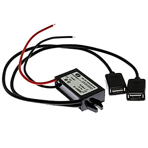 E-outstanding 1PC DC Converter Module 12V to 5V 3A 15W Regulator Step Down Car Power Converter with Double USB Cable DC to DC Buck Converter