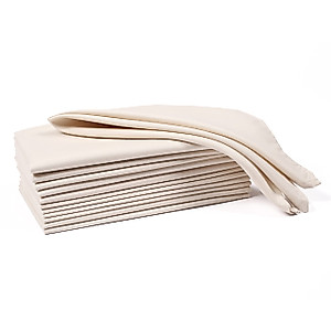 Cloth Dinner Napkins with Hemmed Edges 18x18 Inches Washable - 100% Polyester Soft & Comfortable Reusable Napkins for Weddings, Parties or Daily Use (Set of 12, Almond Beige)