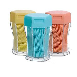 Little Dreams Products Double-Head Brushed Toothpick Interdental Brush Toothbrush for Dentures Soft Plastic Oral Care 2.4 Inch Long Rinse The Tooth. 200 Count (Blue)