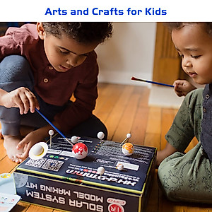 GPTOYS 3 in 1 Build and Paint Solar System for Kids, Arts and Crafts Science Kits for Kids Age 4-6-8-12, Glow in The Dark Movable 3D Planets in Orbits, Cool 12" STEM Toys with Galaxy Star Stickers