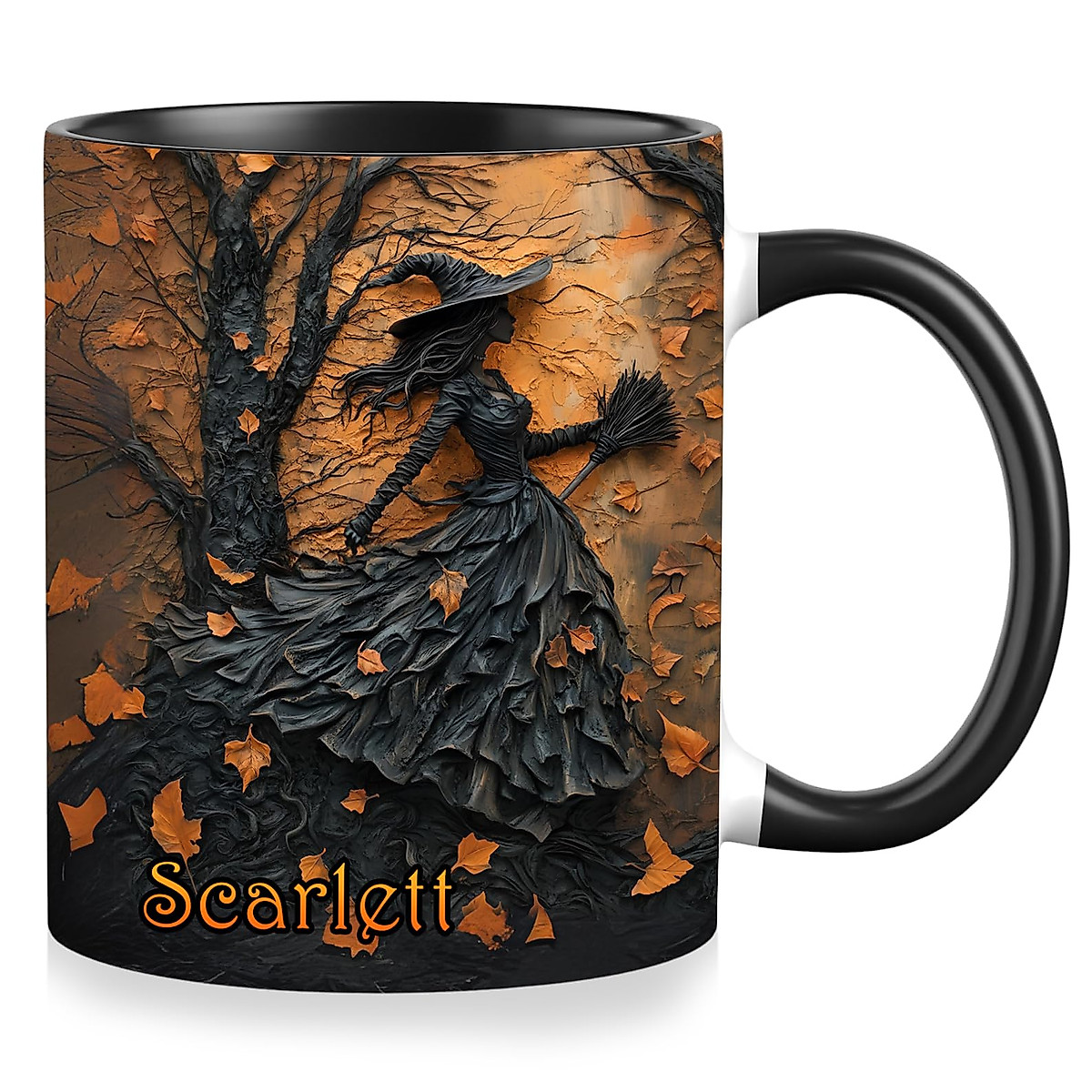 Personalized Witch Coffee Mug with Names, Custom Witch Accent Mug Halloween Mugs Personalized Spooky Halloween Gifts For Women Friends Sister Girls Family Her Spooky Season Gift