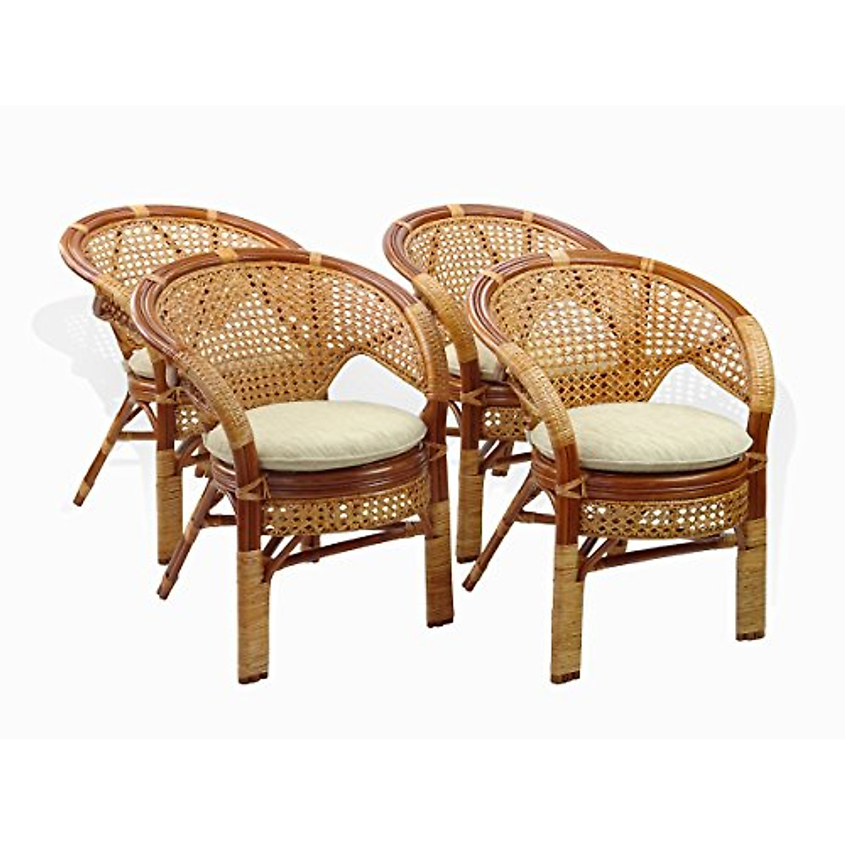 Pelangi Handmade Rattan Dining Wicker Chair W/Cushion, Colonial