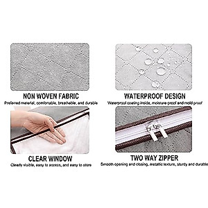 Clothes Storage Bag with with Clear Window & Lid - Storage Organizer with Duel Zipper & Handle, Sorting Storage Box for Clothes & Toys Sweaters Coats T-shirts Blankets (3-in-1 Set)