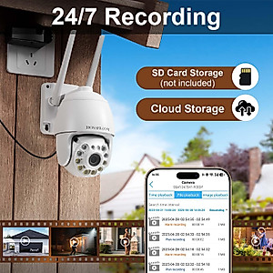 Security Camera Outdoor, Hosafe WiFi IP Camera Home Security System, Floodlight AI Motion Detection, Pan Tilt Auto Tracking, Two Way Audio, Color Night Vision, Waterproof Video Surveillance Camera