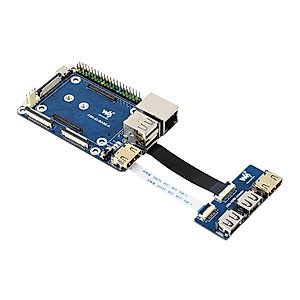 waveshare for Raspberry Pi Compute Module 4 Base Board Accessories Kit, Include CM4-IO-BASE-A (Lite Ver.), USB HDMI Adapter, FFC Cable and USB-A to USB-C Cable, More USB and HDMI Connectors via FFC