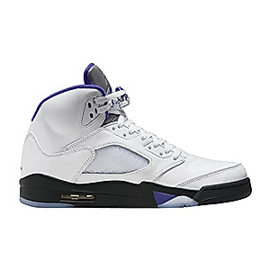 Nike Men's Air Jordan 5 Retro Sneaker, White/Dark Powder Blue/Black, 9