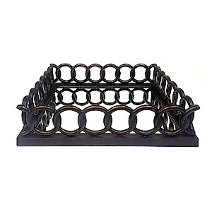 ZUCCOR TMML20 20"X20" French Square Ottoman Serving Tray with Mirror, Made with Cast Aluminum in Oil Rubbed Bronze Finish, 20 x 20 x 5