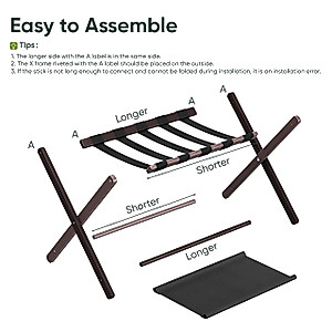 Smart FENDEE 2 Pack Luggage Rack, Folding Luggage Rack for Guest Room, Brown Bamboo Suitcase Stand Holds up to 131 lb, Luggage Stand with Storage Shelf for Hotel, Bedroom