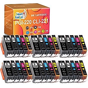 [30 Pack] Smart Gadget Compatible Ink Cartridge Replacement for Canon PGI-220 PGI220 CLI-221 CLI221 | Use with PIXMA MX870 MX860 MP560 Printers | 6 Large Black 6 Small Black 6 Cyan 6 Magenta 6 Yellow