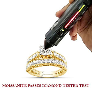 SAVEARTH DIAMONDS 1 1/2 CTTW Center 6MM Round Cut Lab Created Moissanite Diamond Milgrain Wedding Bridal Set Ring In 10K Solid Yellow Gold (VVS1 Clarity, 1.50 Cttw)-4 …