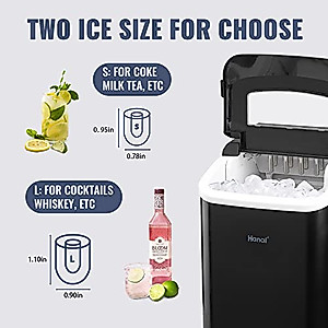 Ice Maker Countertop Portable Ice Maker 9 Cubes Ready in 7-8Mins, 26.5lbs in 24Hours, Ice Maker Machine with Ice Scoop and Basket, Electric Ice Maker Countertop for Home Kitchen Bar Party Black