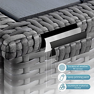 NICESOUL® Modern Luxury All-Weather PE Wicker Modular Armless Sofa, Outdoor Patio Furniture Sofa Piece Grey Rattan Sectional Conversation Set for Backyard Terrace Deck Garden Sunroom Dark Grey Cushion