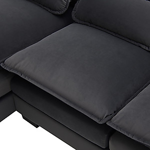 GNIXUU 109.8“ Sectional Sofa Cloud Couch for Living Room, Modern Velvet Large Overstuffed U Shaped Couch, Comfy Modular Sofa Sleeper with Double Chaise & Cushions(Gray)