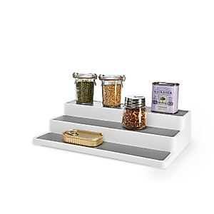 madesmart Shelf Organizer - White | CABINET COLLECTION | 3-Tier Cabinet, Pantry, or Countertop Organizer | Soft-grip Lining and Non-slip Fee | BPA-Free