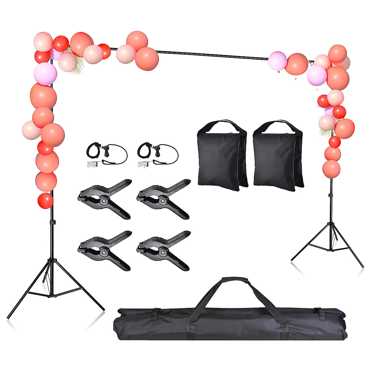 AW 8.5x10ft Backdrop Stand Support System with 4X Clamps 2X Clips 2X Sand Bags 1x Carry Bag for Parties Events Photography