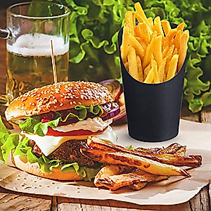 Rtteri 150 Pcs Disposable Charcuterie Cups 16 oz French Fry Cups Black Popcorn Box Kraft Paper for Easter Party Serving Treats Dessert Snack Food